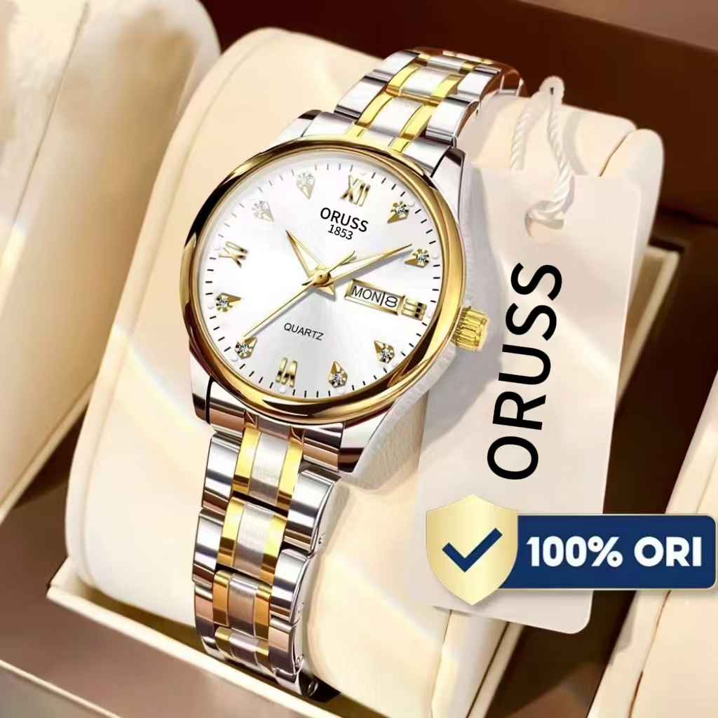 [Gift][With Box]ORUSS Original Stainless Steel Dual Calendar Waterproof ...