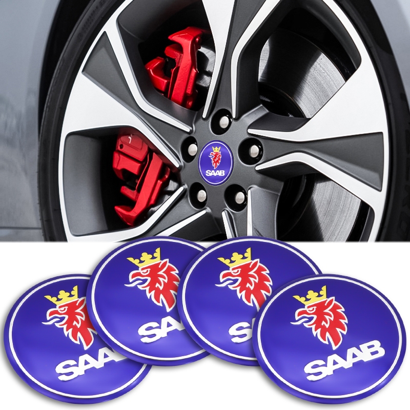 Saab 4pcs 56mm hub center car logo hub cap aluminum sticker suitable ...