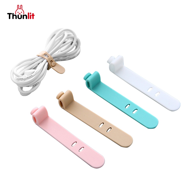 Thunlit Cable Organizer Set 4PCs/Set Silicone Solid Color Earphone ...