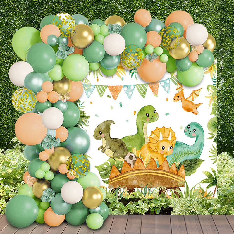 88pcs Dinosaur Balloon Backdrop Birthday Decoration Set Cartoon ...