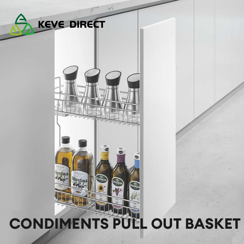 KEVE Pull Out Basket for Kitchen Cabinet Condiments Pullout Basket Full ...