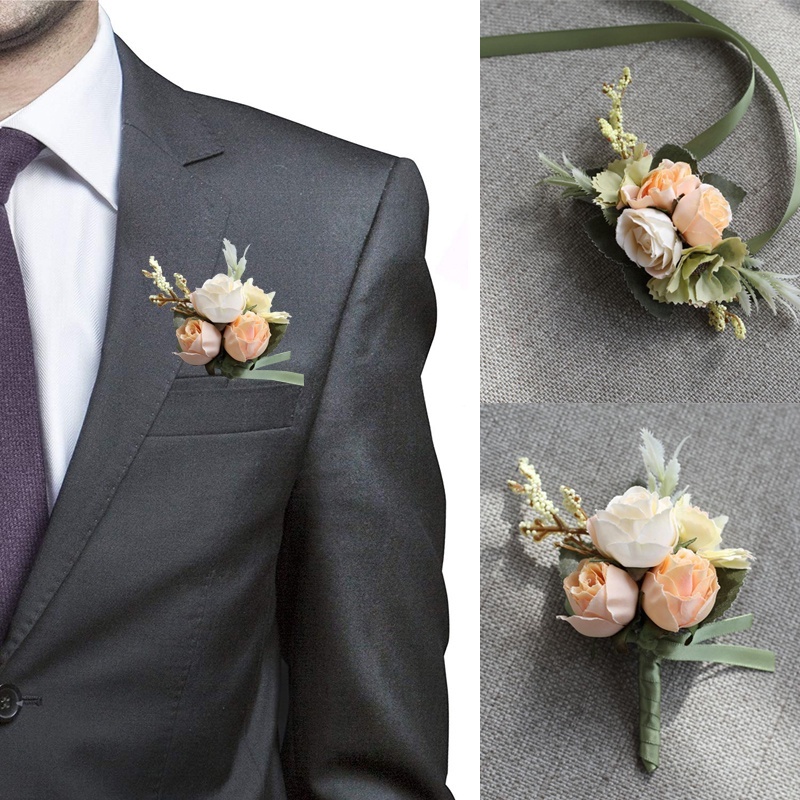 Groom Boutonniere Man Pin Suit Corsage Bridal Buttonhole Wedding Wrist ...