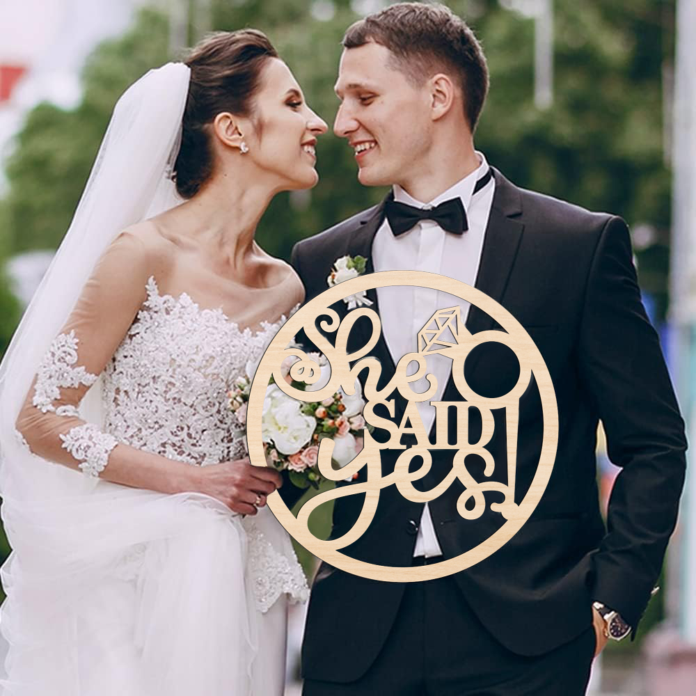 She Said Yes Wooden Sign Bridal Shower Engagement Photo Booth Props for ...