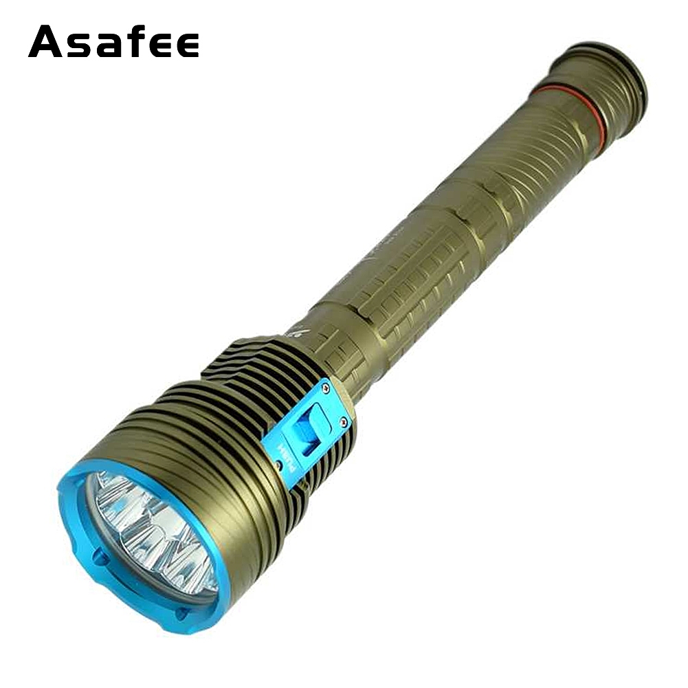 Asafee DX9 5000LM 9*XM-L2/T6 LED Diving Flashlight White/Yellow Light ...
