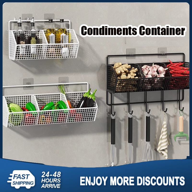 kitchen condiments Wall Mounted organizer rack wall hanging seasoning ...