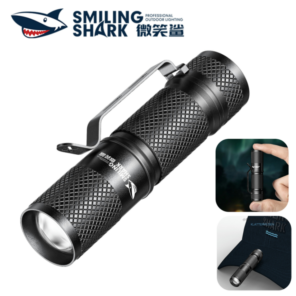 SMILING SHARK Rechargeable Flashlight LED Super Bright 3Mode with Clip Small Portable Flash ...