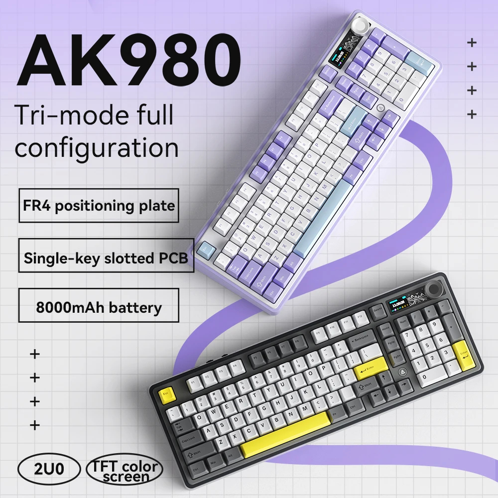 AJAZZ AK980 Wireless and Wired Mechanical Keyboards with Screen, Knob ...