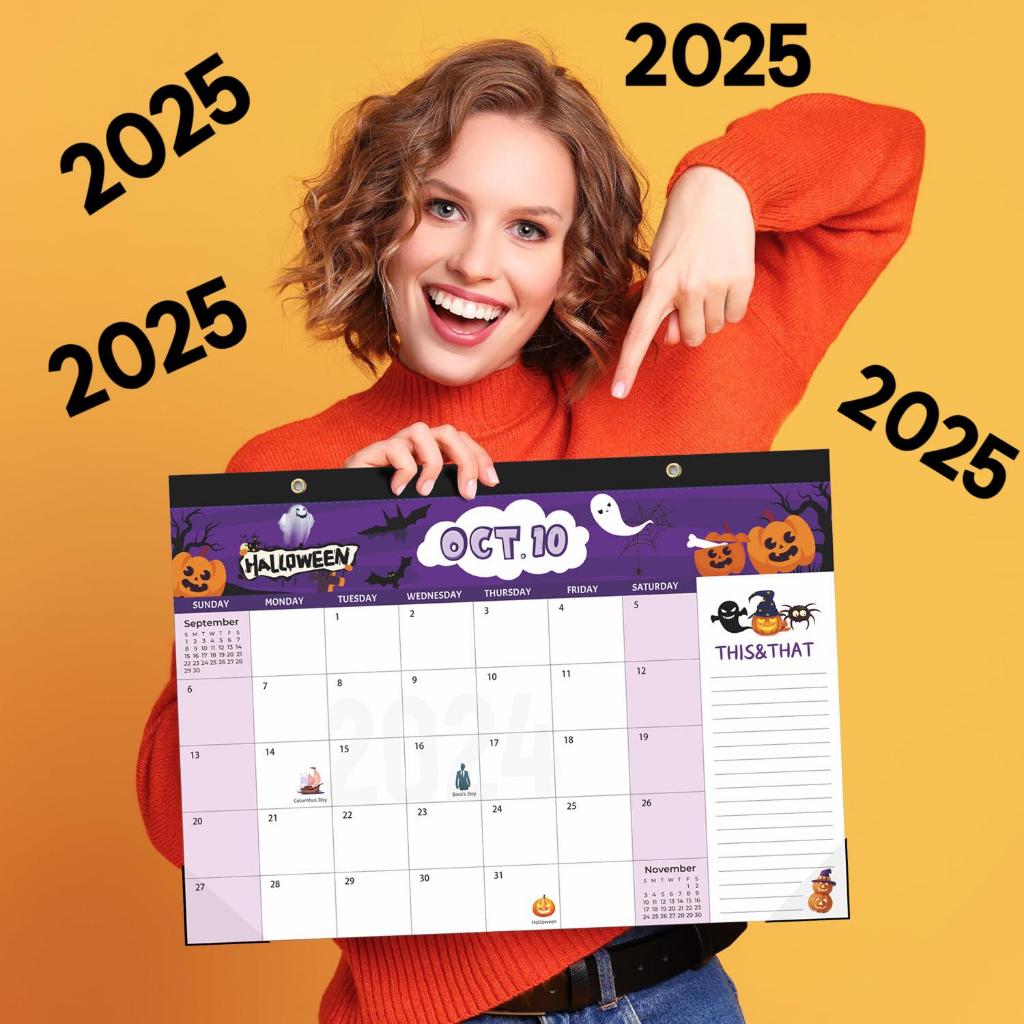2025 Wall Calendar With Index Sticker & Memorandum 16 Months Calendar ...