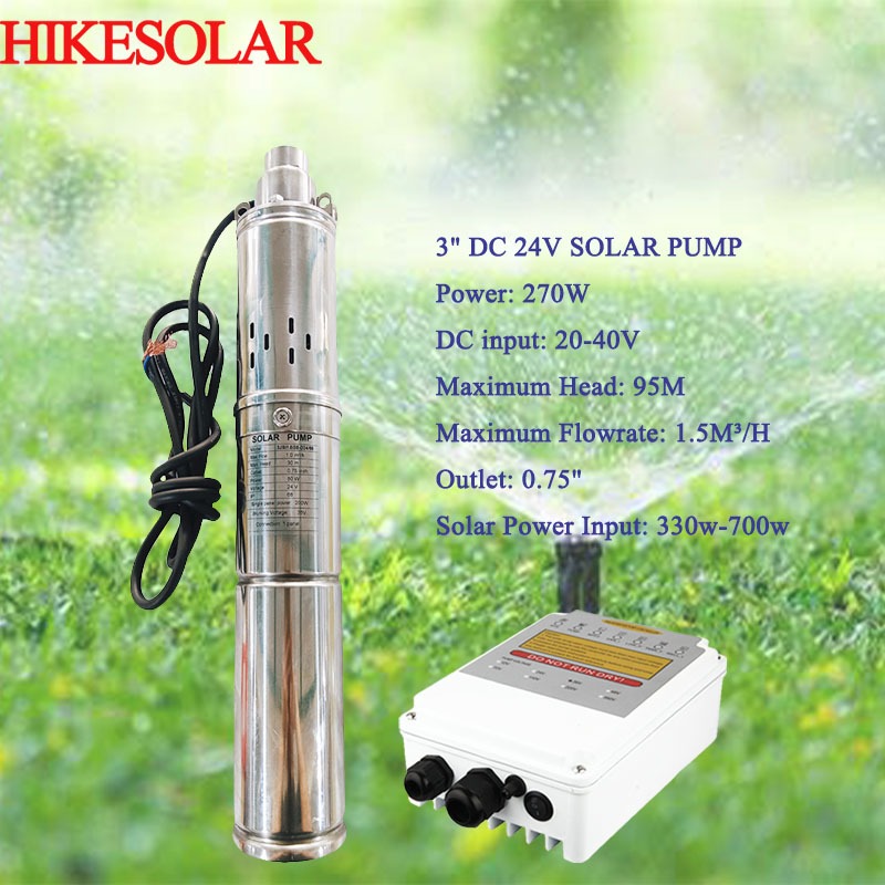 270W 24V Solar DC Deep Well Pump Controller Brushless SS304 Solar PV ...