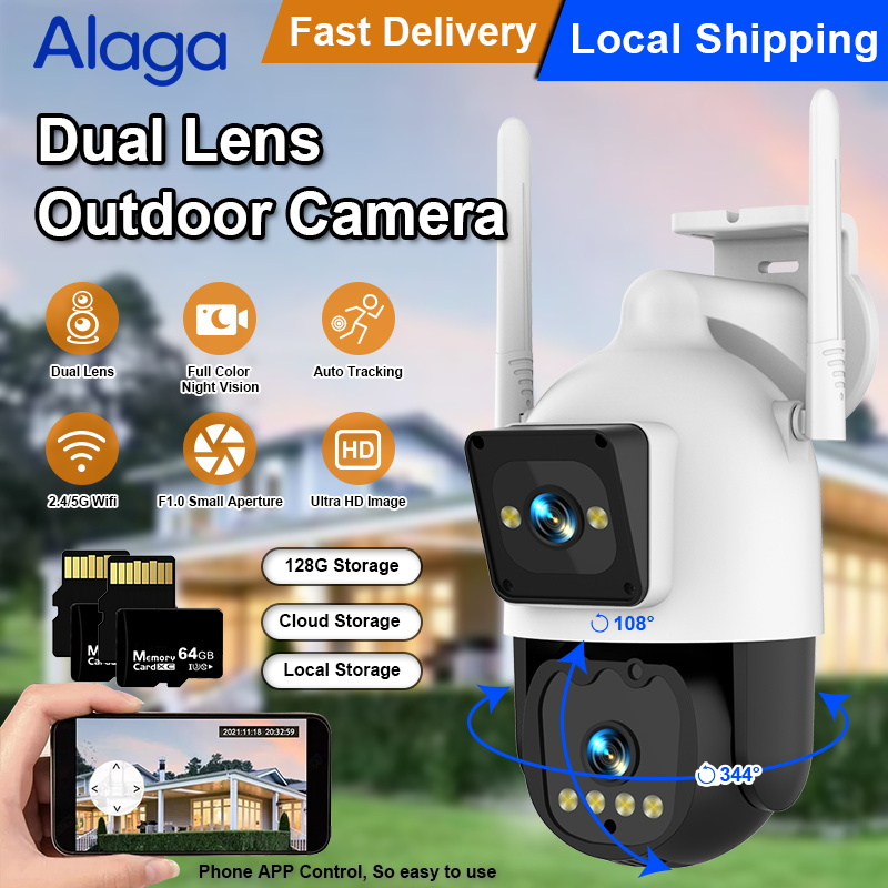 Alaga Dual Lens Full Color Outdoor cctv camera wifi 2MP 360° Security ...