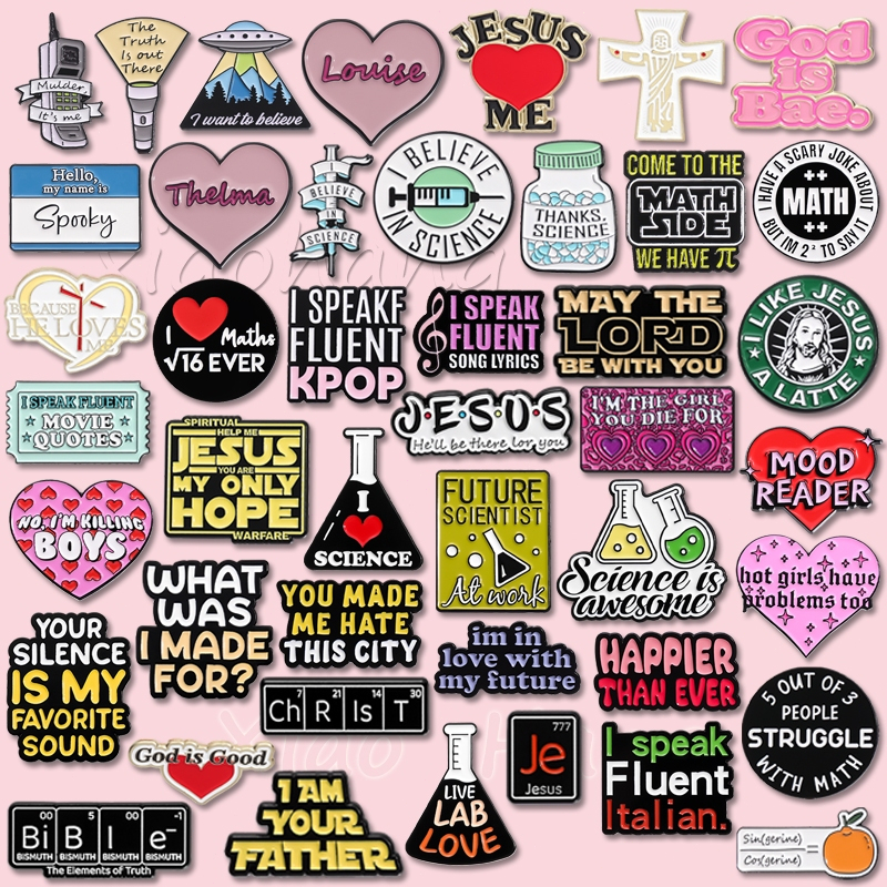 62 Styles Text Science Chemistry Brooch Pin Science Lab Quotes Texts ...