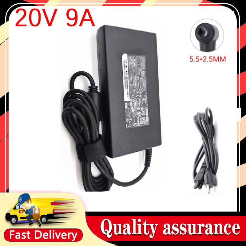 New 20V 9A 180w 5.5*2.5MM AC Adapter compatible For MSI GF65 THIN 10UE ...