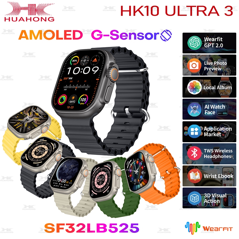 2024 HK10 Ultra 3 AMOLED Smart Watch Men Women G-sensor Dial ChatGPT ...