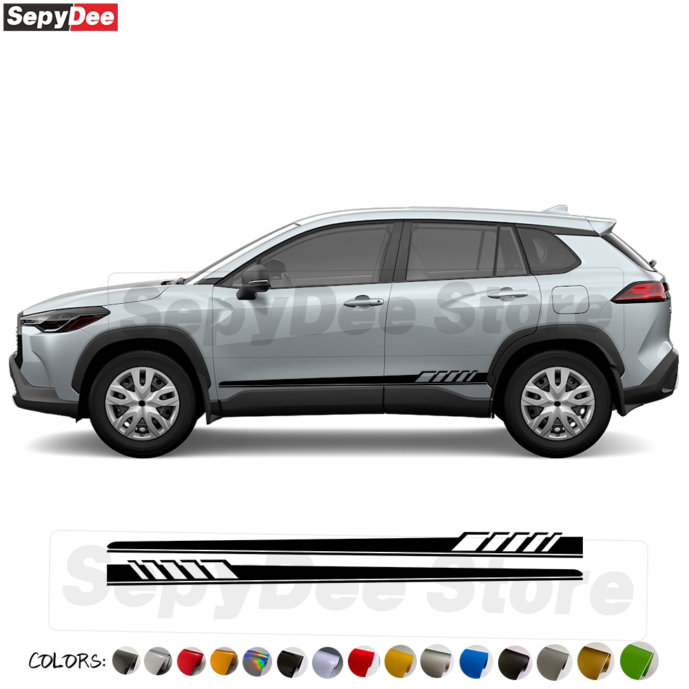 2Pcs Racing Sport Car Door Side Stripe Stickers Decals For Toyota ...