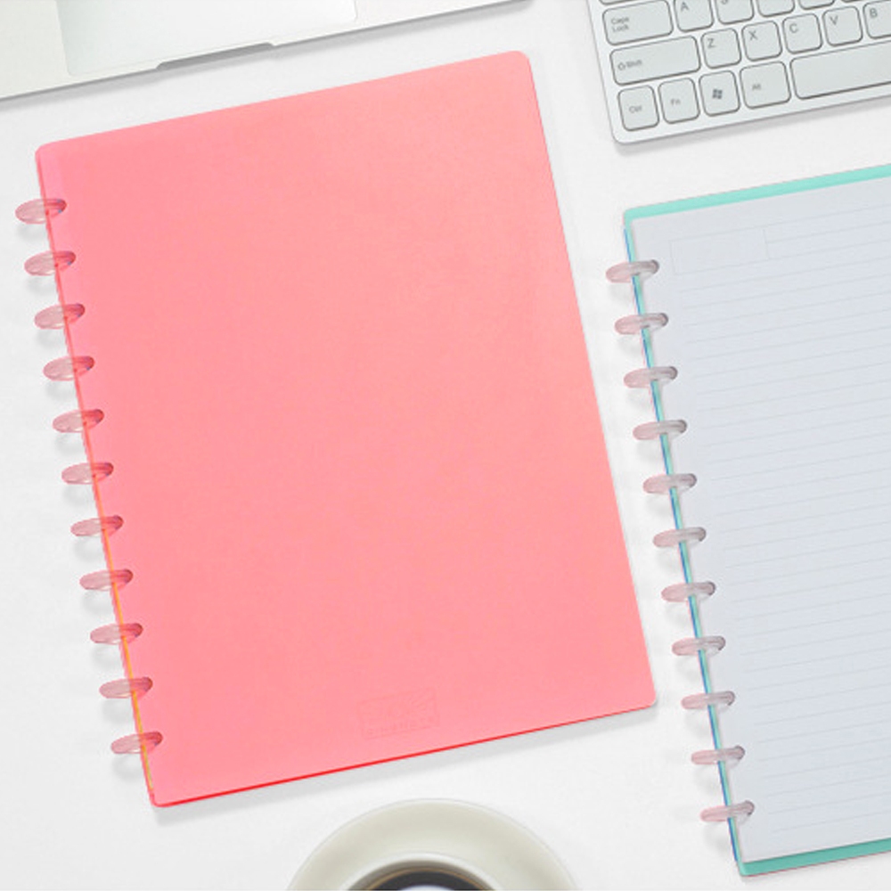 2 Sheets A4 Discbound Notebook Cover Colored PP Mushroom Hole Covers ...