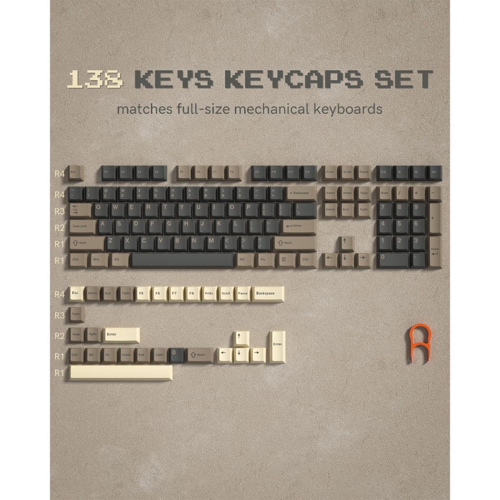 WOMIER 138 Keys Retro PBT Double Shot Keycaps for Cherry Gateron MX ...