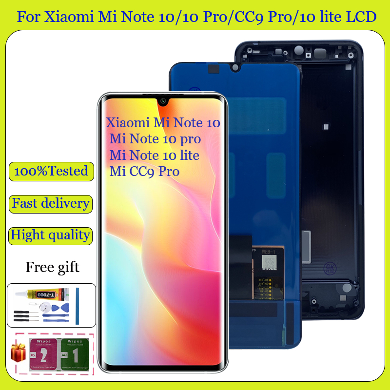 Original AMOLED For Xiaomi Mi Note 10/Note 10 Pro/CC9 Pro/Note 10 lite ...