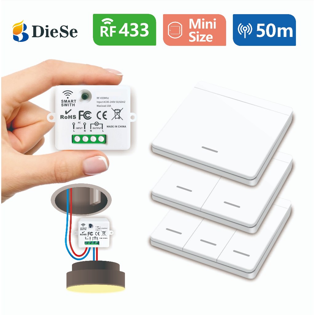 RF 433Mhz Wireless Switch, Mini smart switch Relay Module for Lights ...