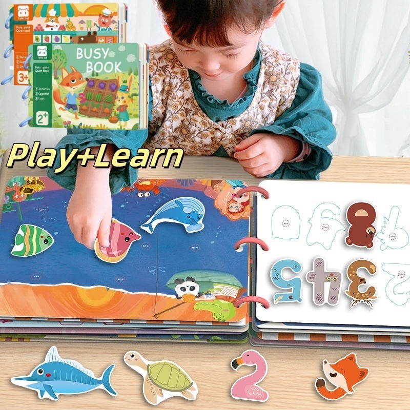 Kids Hand On Sticker Game Busy Book Reusable Early Educational Learning ...