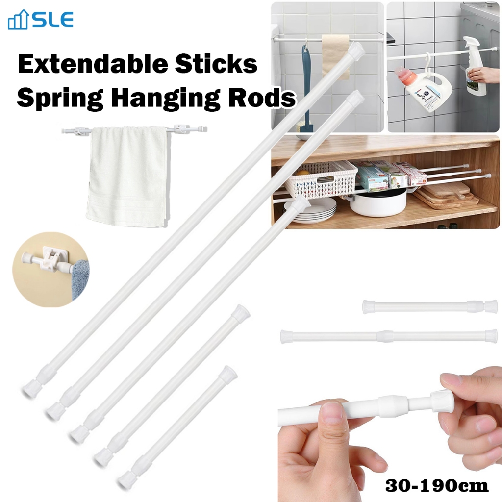 Spring Loaded Extendable Sticks Adjustable Shower Curtain Poles Hanging ...