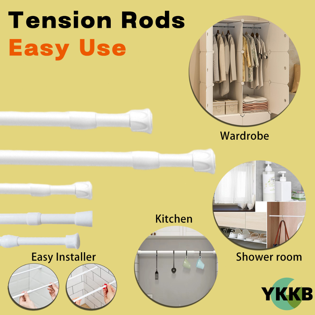 Net Curtain Rods Extendable Easy Use Spring Loaded Tension Rod ...