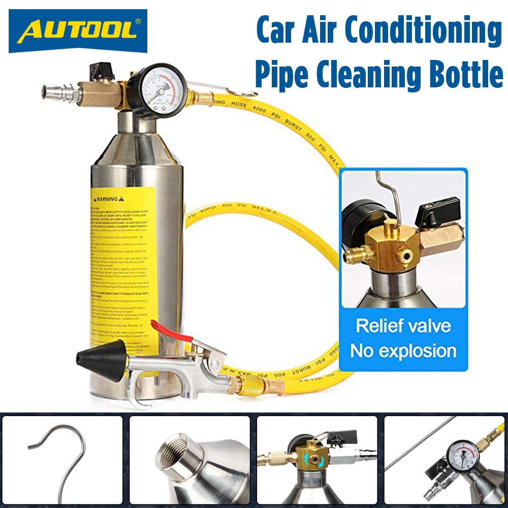 AC Flush Kit, Car Air Conditioner System Clean Canister Flushing Gun ...
