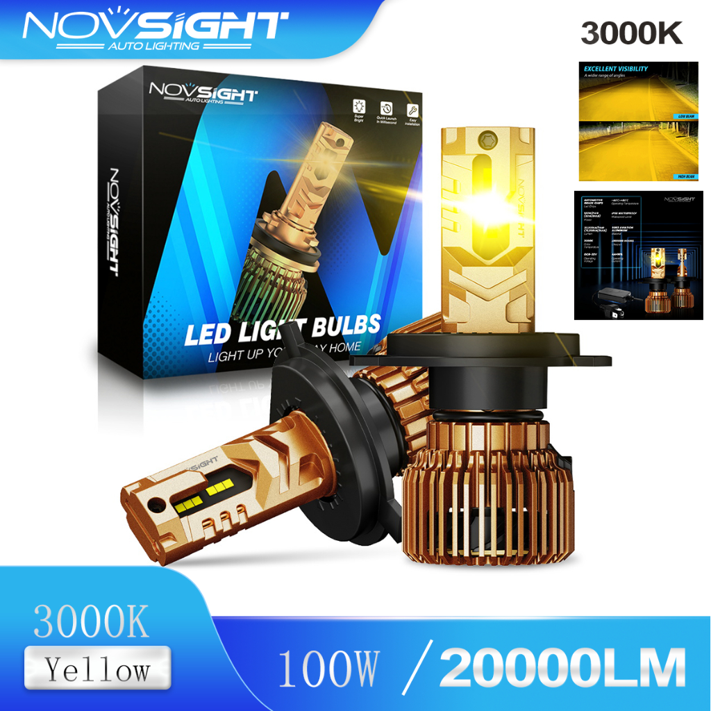 Novsight New Arrival N75Y 3000K yellow light Car H11 fog Light H4 LED ...