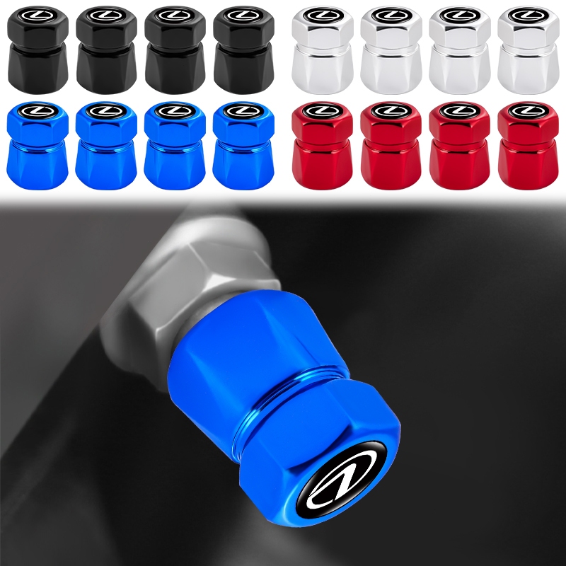 4pcs Car Logo Tire Leak-proof Cap Aluminum Hexagonal Car Wheel Core Cap ...