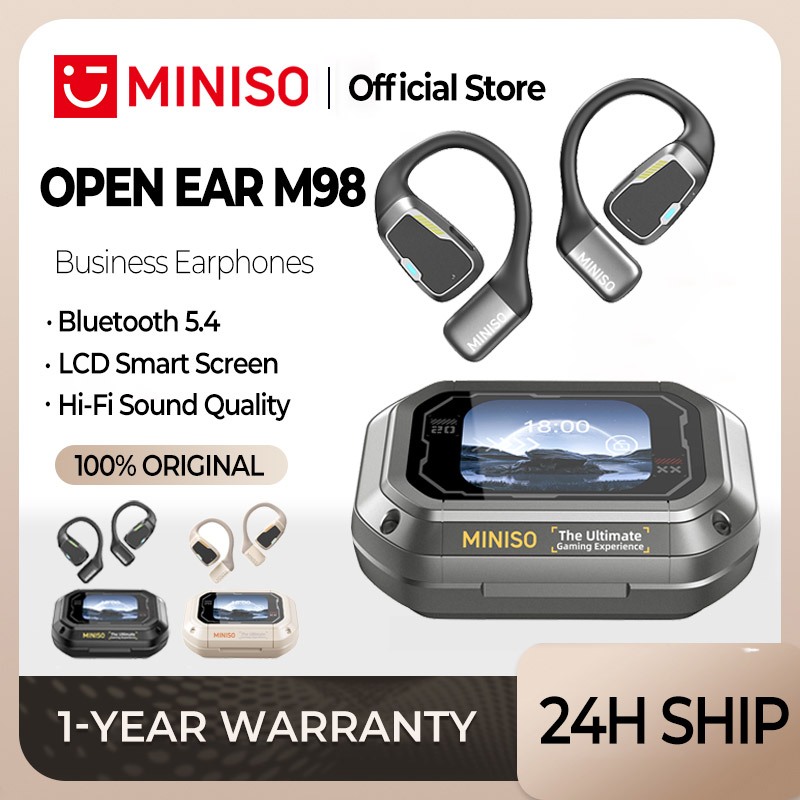 MINISO M98 Wireless Earphones Bluetooth 5.4 With LED Touch Screen ...