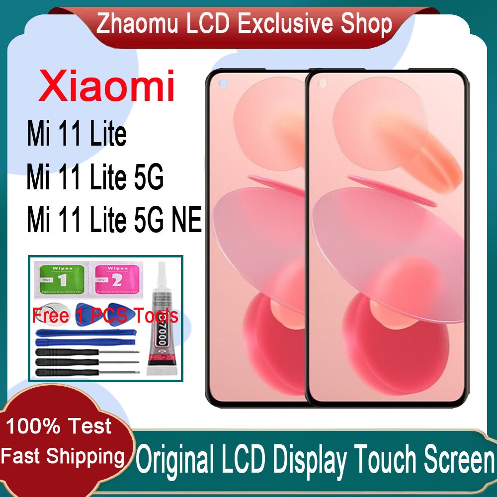 Original AMOLED Xiaomi Mi 11 Lite Mi 11 Lite 5G Mi 11 Lite 5G NE LCD Display Touch Screen ...