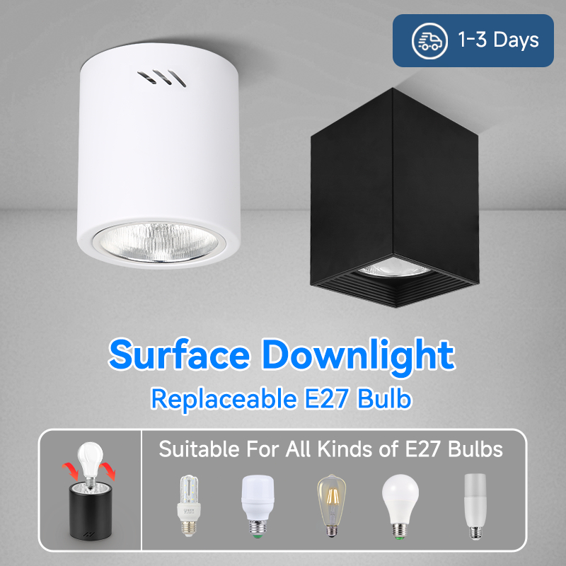 Led Downlight Replaceable E27 Bulb Pin Light Surface Mounted Ceiling ...