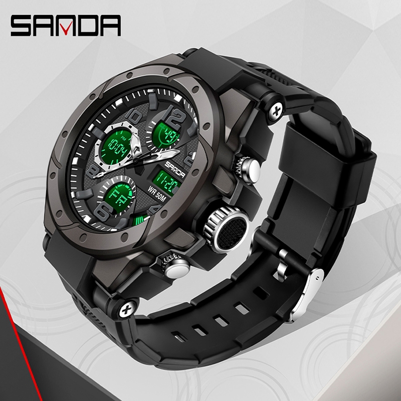 SANDA 6008/in stock Waterproof Men Watch Sports Luxury Quartz LED ...