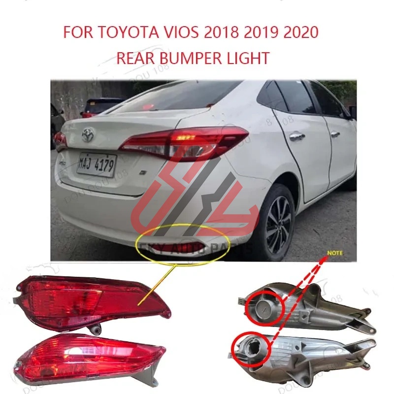 rear fog lamp fog light rear bumper lamp reflector for toyota vios gen4 ...