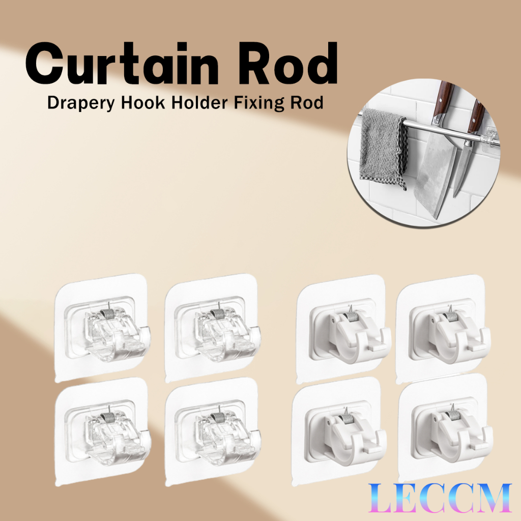 Curtain Rod Bracket Nail Free Adjustable Curtain Rod Holders Towel Rod ...