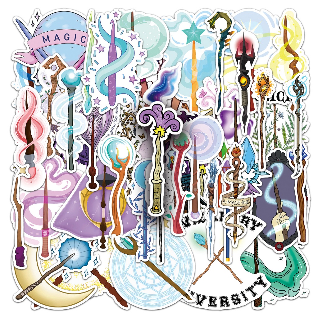 Ins Style 50 Piece Magic wand Stickers Waterproof DIY For Phones Laptop ...