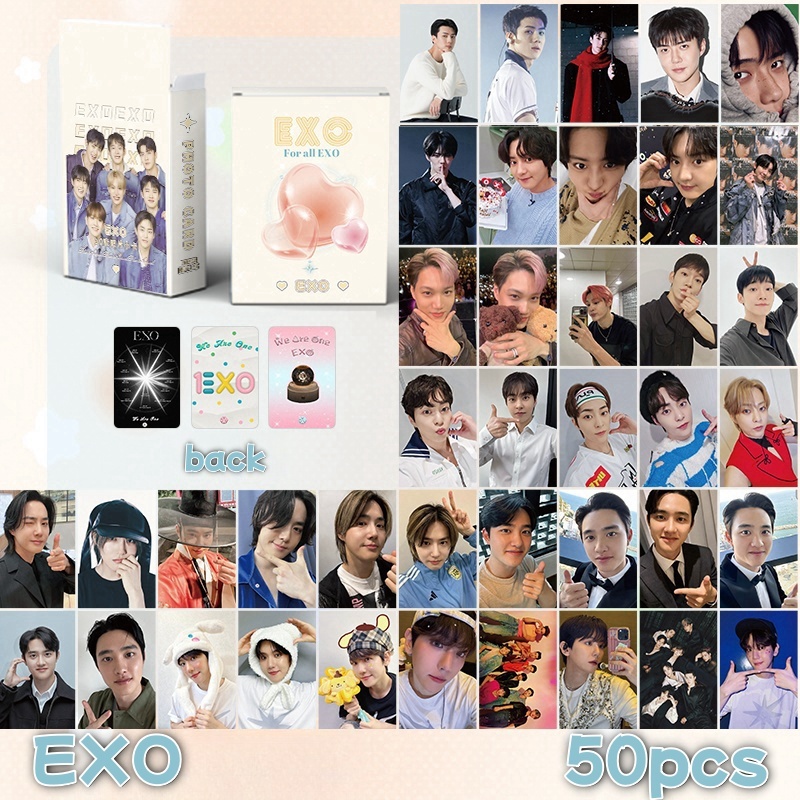 50-55pcs/box EXO Photocards Laser Holographic Lomo Cards Chanyeol BAEK ...