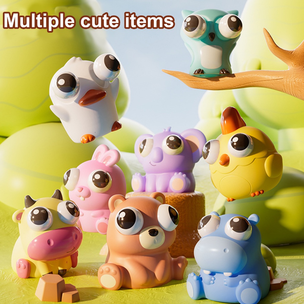 Cartoon Animals Squeeze Pinch Toy Novelty Eye Popping Squeeze Toys 3D ...
