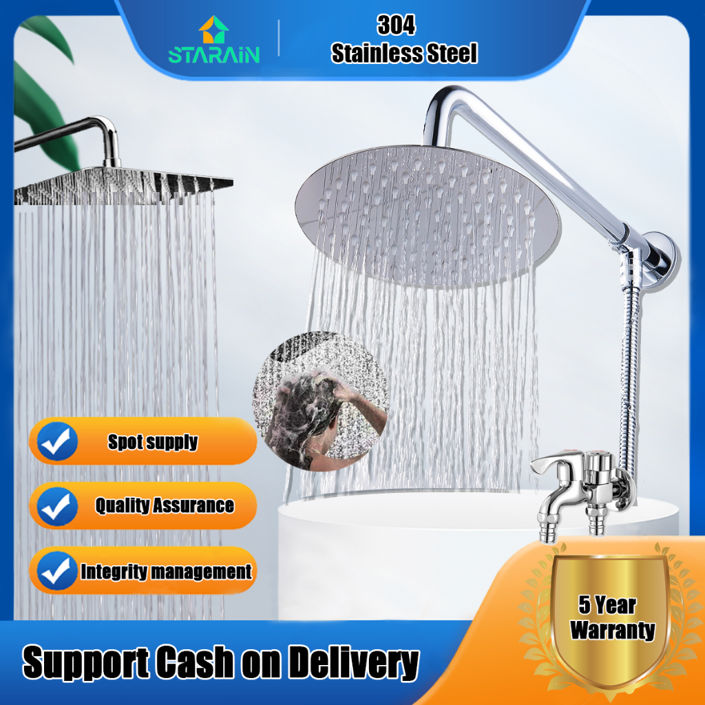 304 Stainless Steel Square Shower Set Square Round Shape With Two Way ...