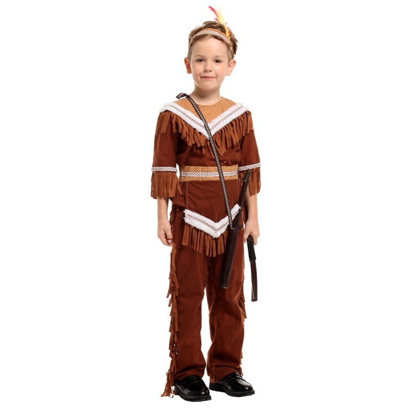 Halloween Tribesman American Indian Cosplay boys Native Huntress Party ...