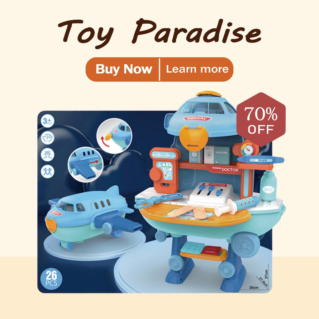 Children'S Toy Airplane Toy Medical Hospital Stethoscope Thermometer ...
