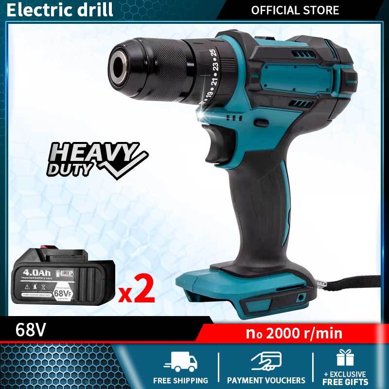 Cordless drill set heavy duty rechargeable lithium battery 68V drill ...