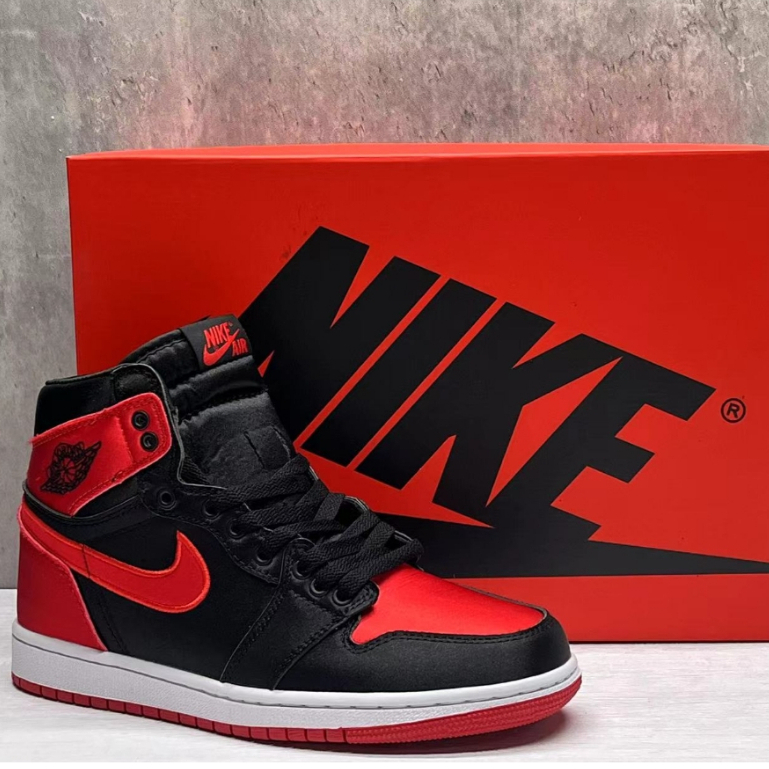 Jordan Air Jordan 1 High OG "Satin Bred" Black Red Silk Wear-Resistant ...