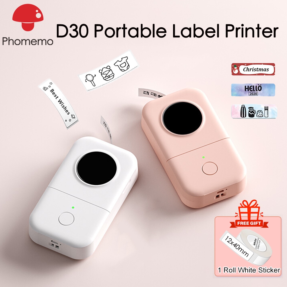 Phomemo D30 Mini Bluetooth Thermal Label Printer,Portable Inkless ...