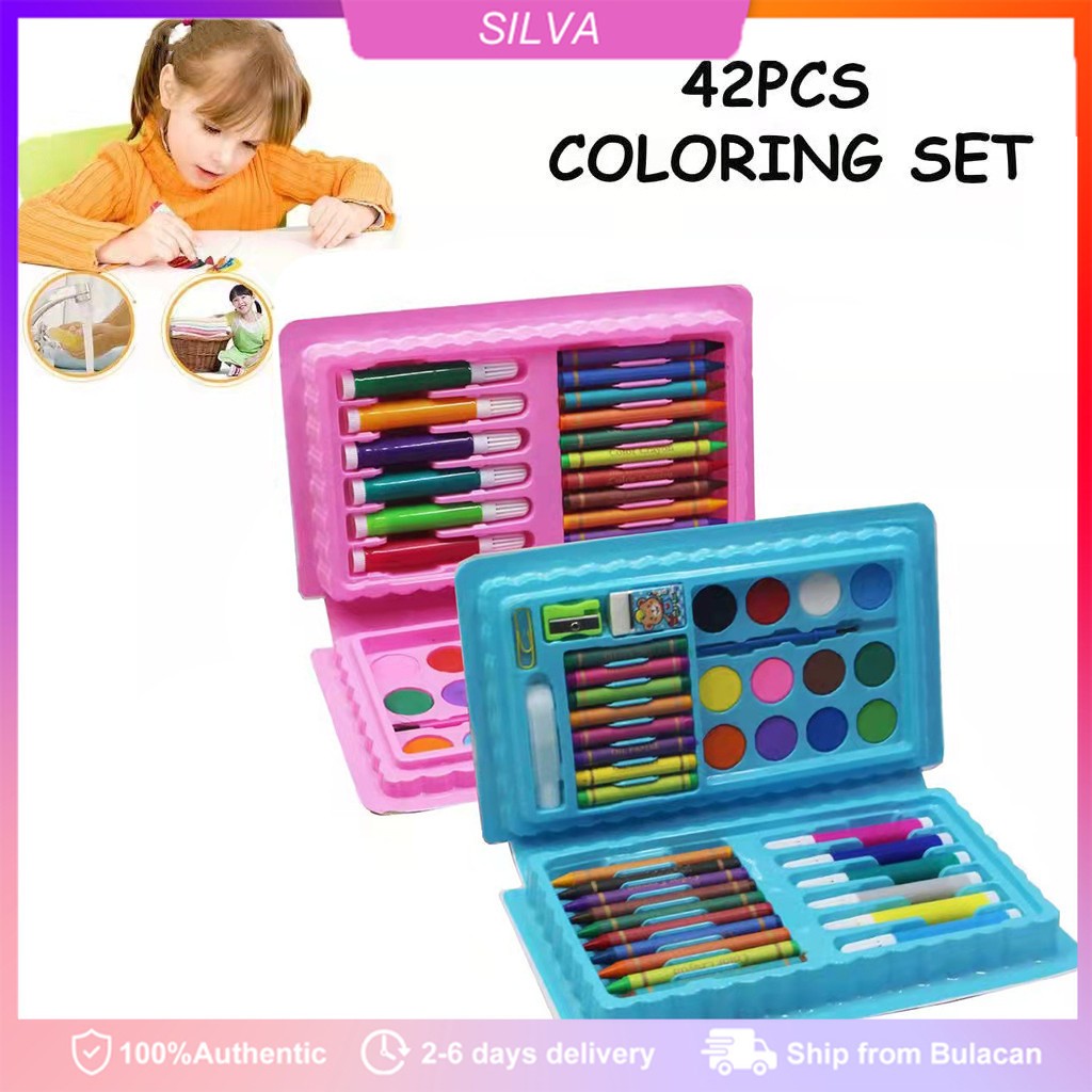 42 pcs Kids Coloring Set Painting Water Color Crayon Drawing Set Art ...