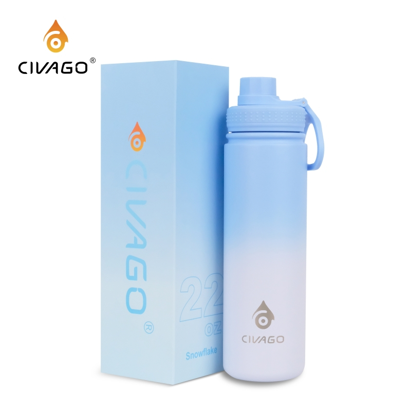 CIVAGO（22oz）Wide Mouth with Sport Lid Vacuum Insulated Tumbler Hot And ...