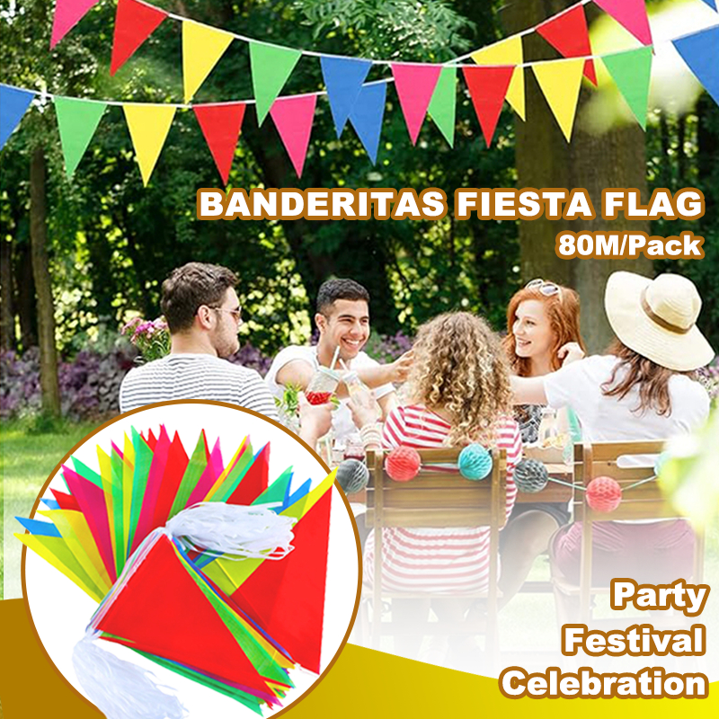 Fiesta Flag Multicolor Bunting Triangle Flags Birthday Party ...