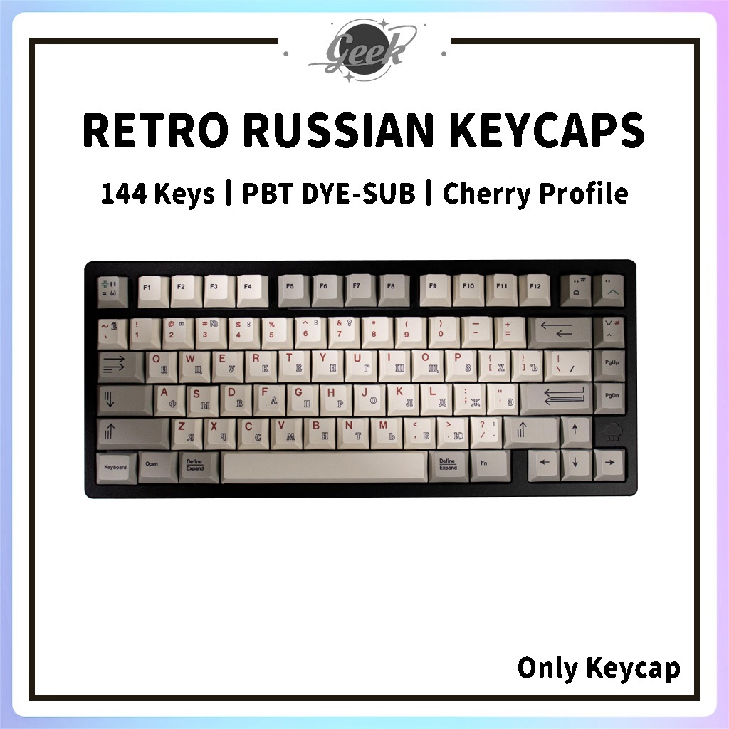 Retro Russian Keycaps PBT Dye-sub Cherry Profile Keycap Custom Keycaps ...