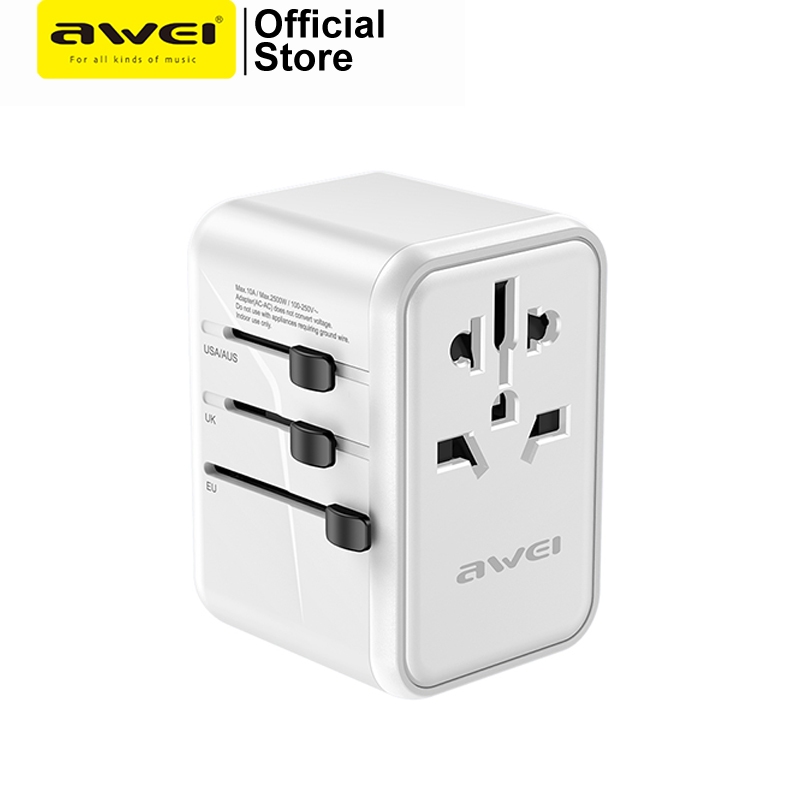 Awei C-40 65W GaN 3-Ports Universal Travel Adapter USB Fast Charger ...