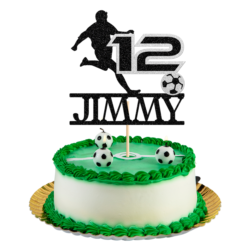Personalized Soccer Cake Topper Football Cake Topper in Glitter Paper ...