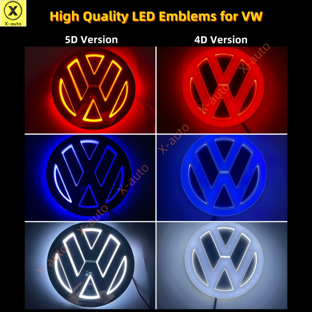 Volkswagen 5D & 4D Car LED Emblem Logo Badge Light - Fits Front or Rear ...